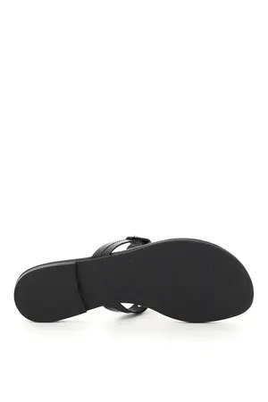 Tory Burch Miller Logo Flat Sandals - Black