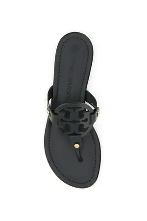 Tory Burch Miller Logo Flat Sandals - Black