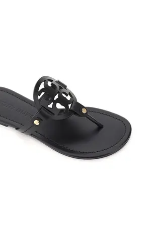 Tory Burch Miller Logo Flat Sandals - Black