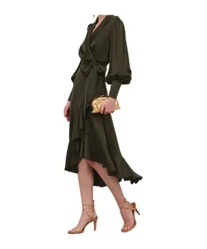 Zimmermann Midi Wrap Dress With Ruffles - Black