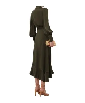 Zimmermann Midi Wrap Dress With Ruffles - Black