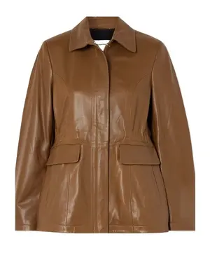 Nour Hammour Long-sleeved Leather Jacket - Camel
