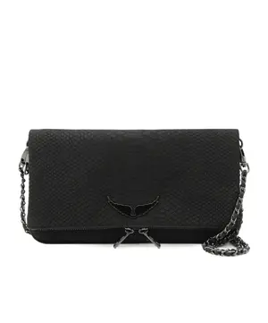 Zadig&Voltaire Logo Plaque Embossed Shoulder Bag - Black