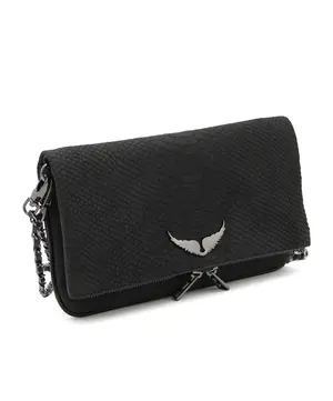 Zadig&Voltaire Logo Plaque Embossed Shoulder Bag - Black