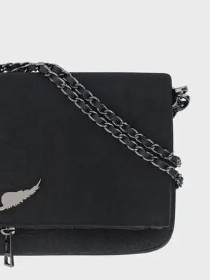 Zadig&Voltaire Logo Plaque Embossed Shoulder Bag - Black