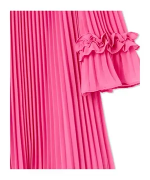 SELF-PORTRAIT Lace Trimmed Pleated Midi Dress