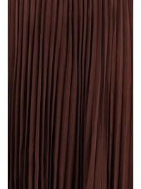 SELF-PORTRAIT Pleated Lace-trim Maxi Dress - Brown
