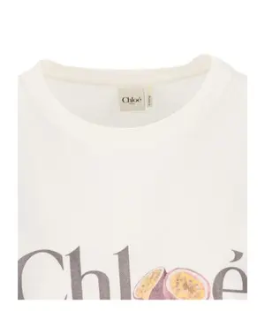 Chloé Logo Printed Crewneck T-shirt - White