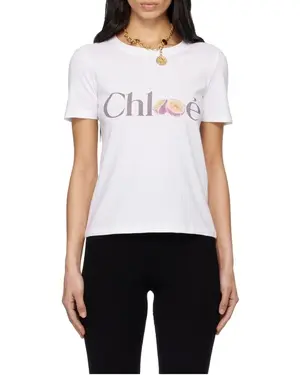Chloé Logo Printed Crewneck T-shirt - White