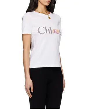 Chloé Logo Printed Crewneck T-shirt - White
