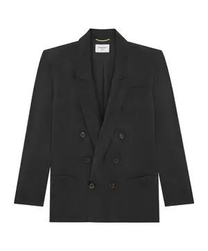 Saint Laurent Double-breasted Peak Lapel Jacket - Black