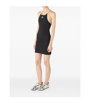 MARINE SERRE Moon-logo Jersey Mini Dress - Black