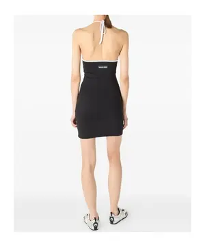 MARINE SERRE Moon-logo Jersey Mini Dress - Black