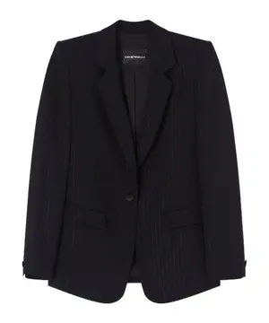 Emporio Armani Striped Single-breasted Blazer - Black