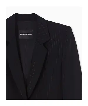 Emporio Armani Striped Single-breasted Blazer - Black