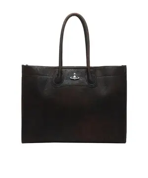 VIVIENNE WESTWOOD Orb Plaque Tote Bag - Dark Brown