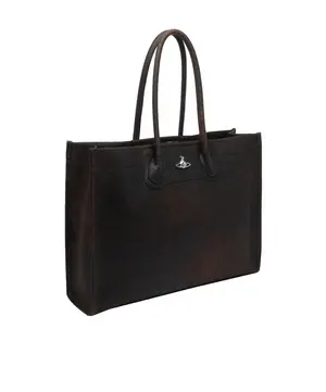 VIVIENNE WESTWOOD Orb Plaque Tote Bag - Dark Brown