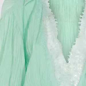 Blumarine Long-sleeved V-neck Dress With Layered Hem - Green