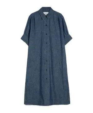 JIL SANDER Chambray Shirt Dress With Button Closure And Side Slits