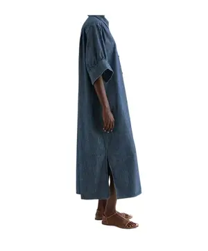 JIL SANDER Chambray Shirt Dress With Button Closure And Side Slits