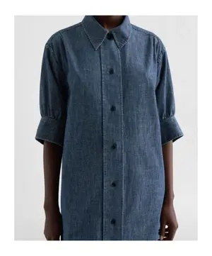 JIL SANDER Chambray Shirt Dress With Button Closure And Side Slits