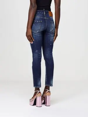 Dsquared2 Distressed Logo Patch Jeans - Blue