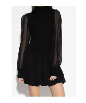 FRAME Sheer-sleeve Mini Dress