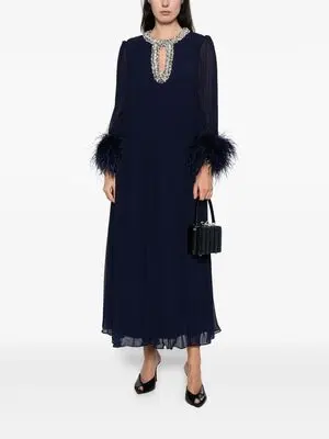 SELF-PORTRAIT Chiffon Feather Midi Dress