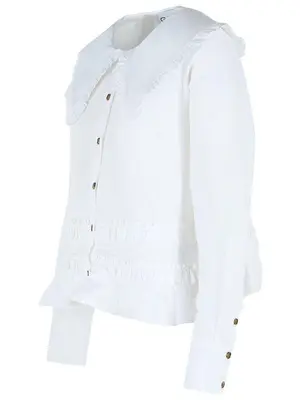 GANNI Ruffled Long-sleeved Shirt - White