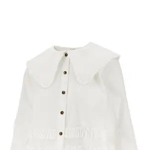 GANNI Ruffled Long-sleeved Shirt - White