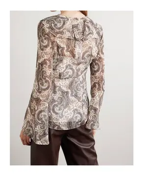 Veronica Beard Kyrie Paisley-print Ruffled Silk Georgette Blouse - Nude