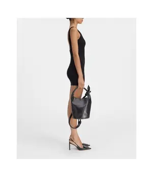 Jacquemus Ribbed Knit Mini Dress With Gold Logo Plaque - Black