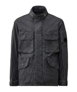 C.P. COMPANY 50 Fili Wax Lens-detail Jacket - Midnight Navy