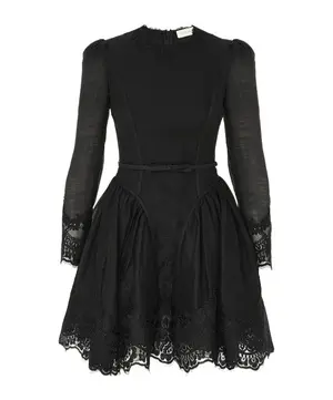 Zimmermann Hypnotic Laced Trim Mini Dress - Black