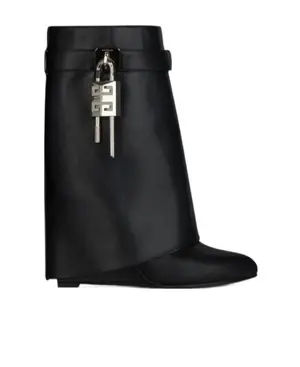 Givenchy Shark Lock Pointed Toe Wedge Boots - Black