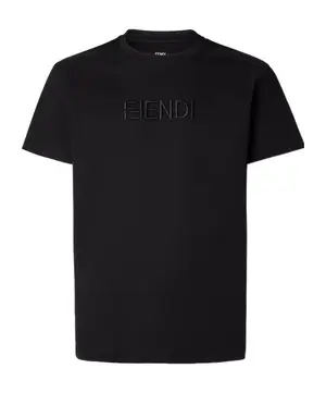 Fendi Logo Embroidered Crewneck T-shirt - Black
