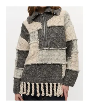 GANNI Patchwork Fringe Jumper