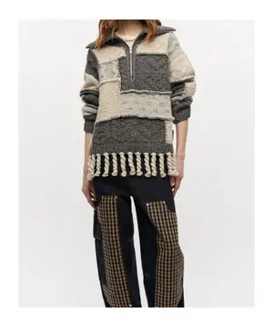 GANNI Patchwork Fringe Jumper