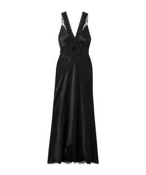 SIR. Aries Cutout Lace-trimmed Silk-satin Maxi Dress