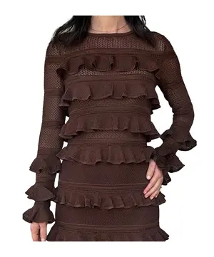 Zimmermann Ruffled Knit High Neck Top - Red