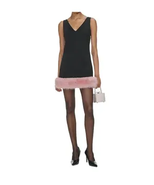 SELF-PORTRAIT Sleeveless Dress With Faux Fur Trim