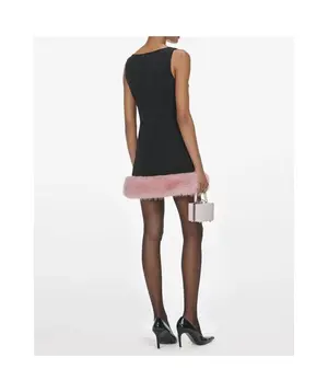 SELF-PORTRAIT Sleeveless Dress With Faux Fur Trim