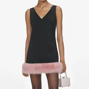 SELF-PORTRAIT Sleeveless Dress With Faux Fur Trim