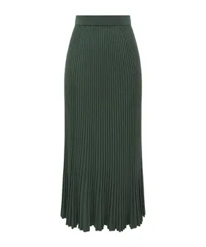Zimmermann Pleated Ribbed Midi Skirt - Green