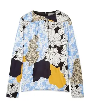 BY MALENE BIRGER Printed Satin Shirt With Long Sleeves