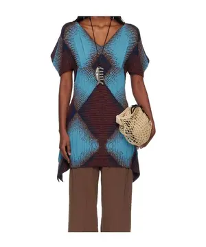 KIKO KOSTADINOV V-neck Graphic Jacquard Dress