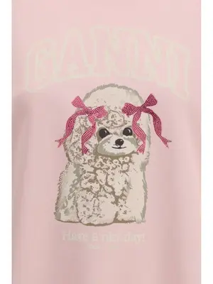 GANNI Cotton Poodle Print Sweatshirt - Pink