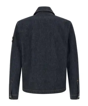 Stone Island Logo Patch Denim Trucker Jacket - Black