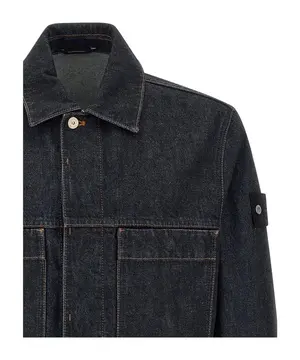 Stone Island Logo Patch Denim Trucker Jacket - Black