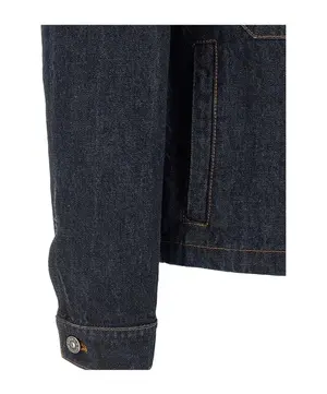Stone Island Logo Patch Denim Trucker Jacket - Black